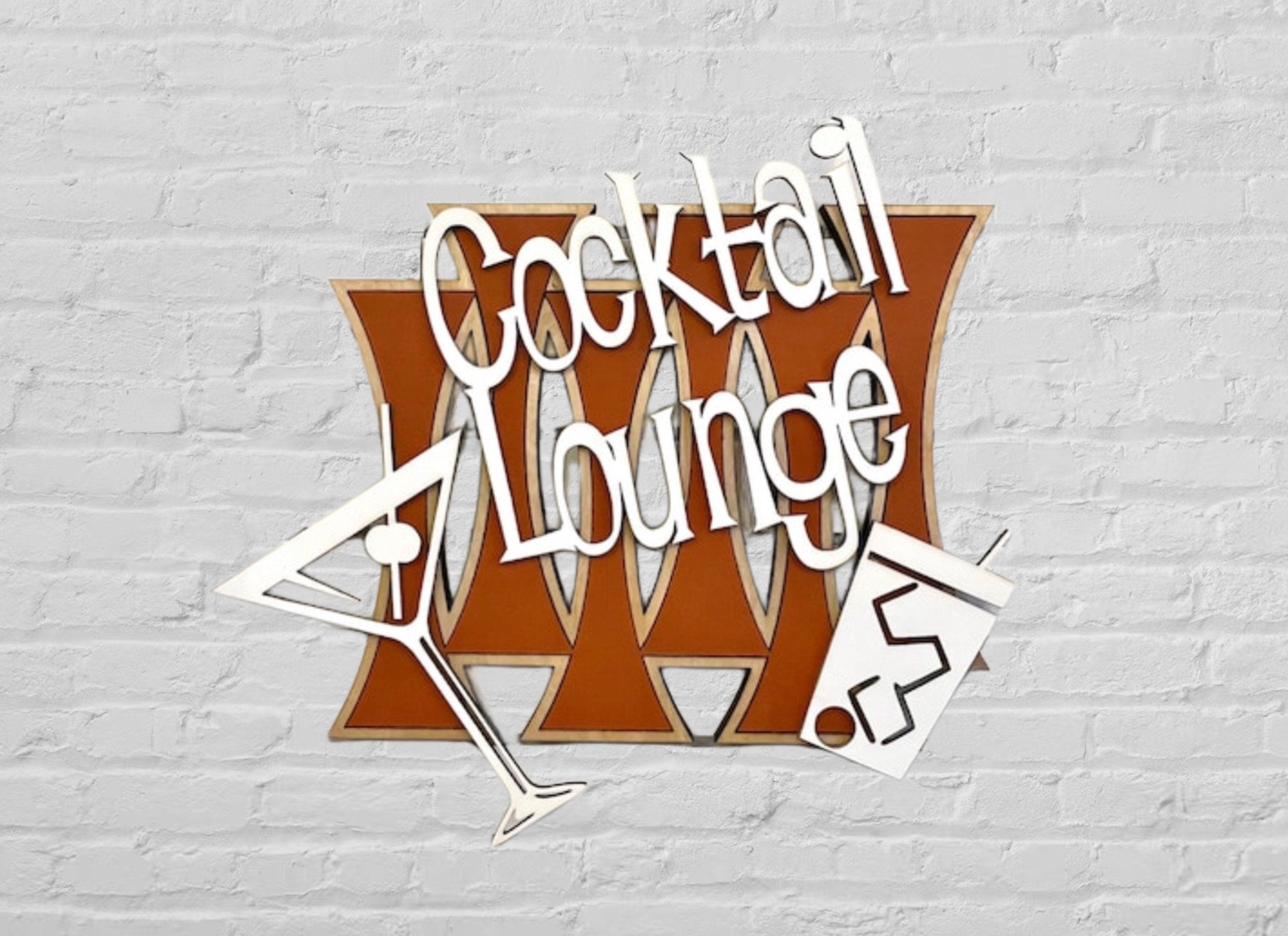 Mid Century Modern Cocktail Hour Bar Sign - Vintage Adventures, LLC